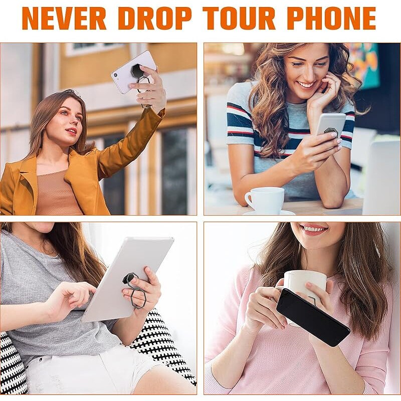Suport adeziv pentru telefon, negru, 14.3x5.8cm, design ultra subtire ...