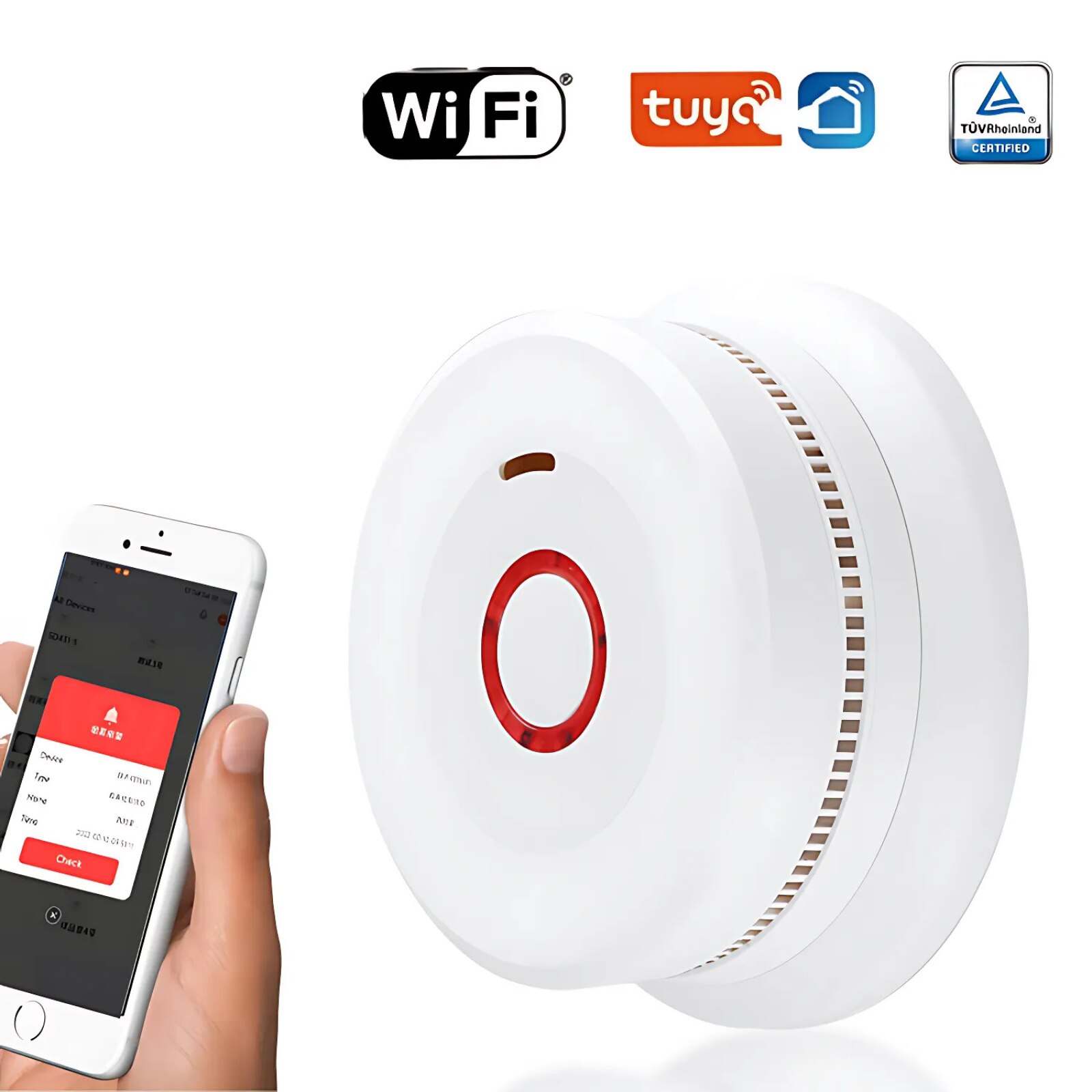 Detector Fum Wireless, Ronic X, Compatibil Android/iOS, Aplicatii Tuya ...