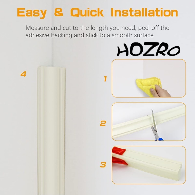 Banda decorativa autoadeziva 3D din PVC, HOZRO, Linie moale decorativa ...