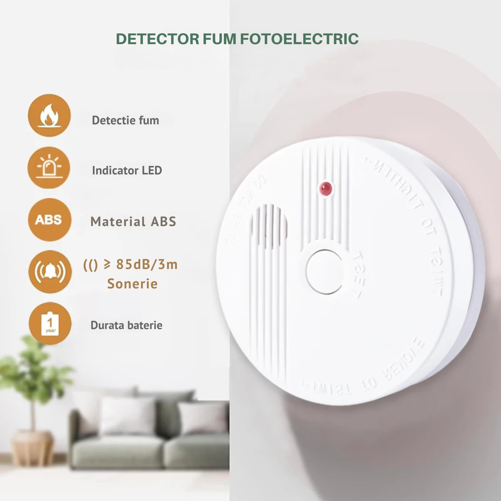 Detector Fum Standalone, Ronic X, Tehnologie Fotoelectrica, Material ...