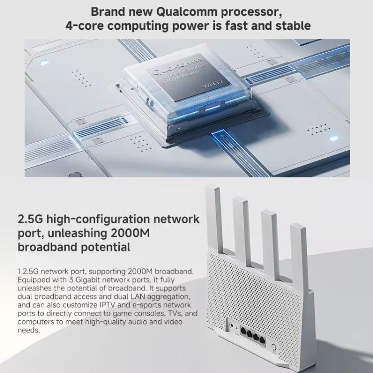 Xiaomi BE3600 Wireless Router, BE3600 Mbps, kétsávos, Wi-Fi 7, Qualcomm ...