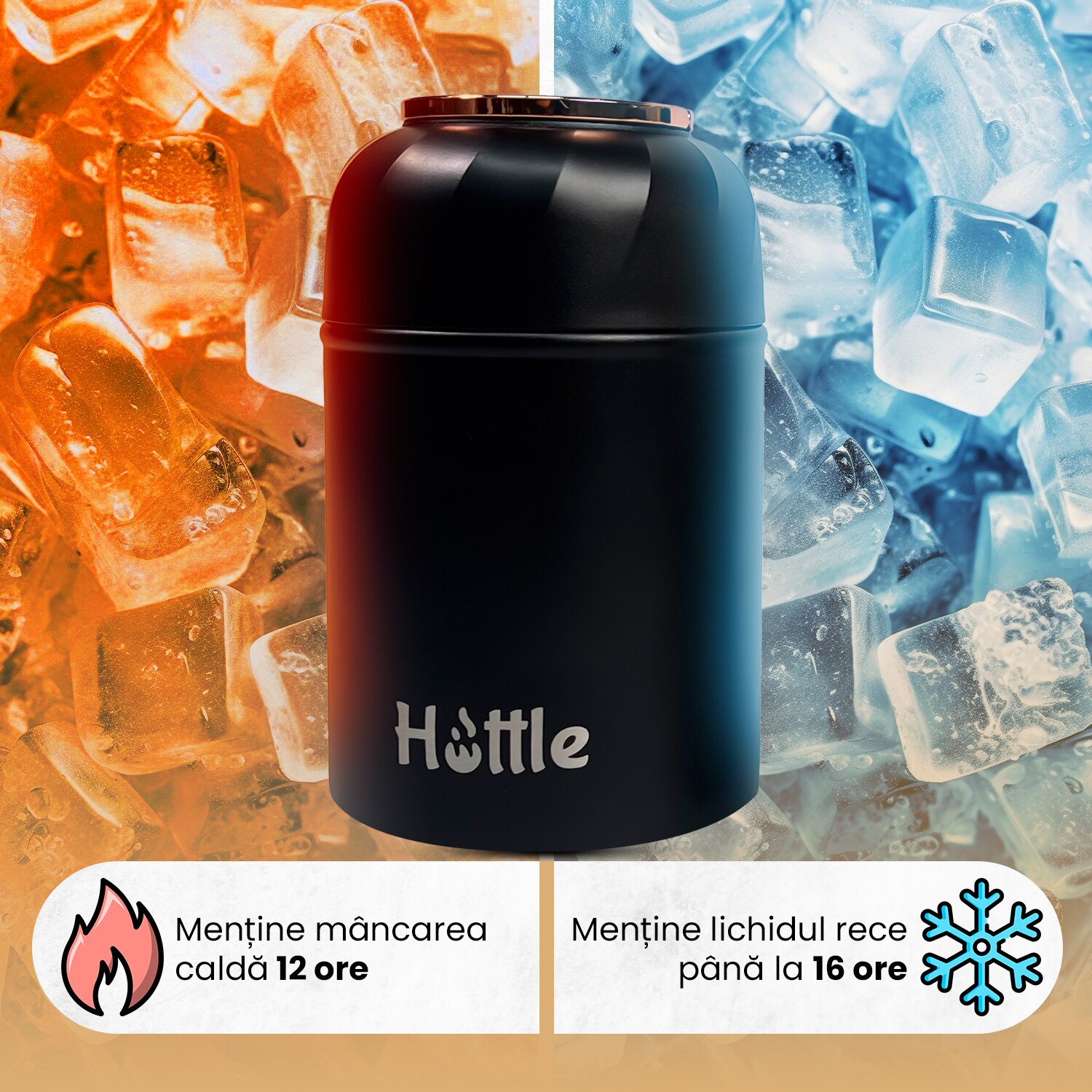 Cutie Alimentara HOTTLE™, 850 ml, Inox Etans, Design Ergonomic si Non ...