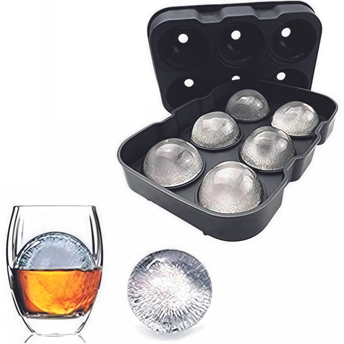 Set forme cuburi de gheata Lingo, 6 bile de gheata 3D, silicon ...