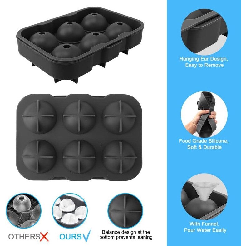 Set forme cuburi de gheata Lingo, 6 bile de gheata 3D, silicon ...