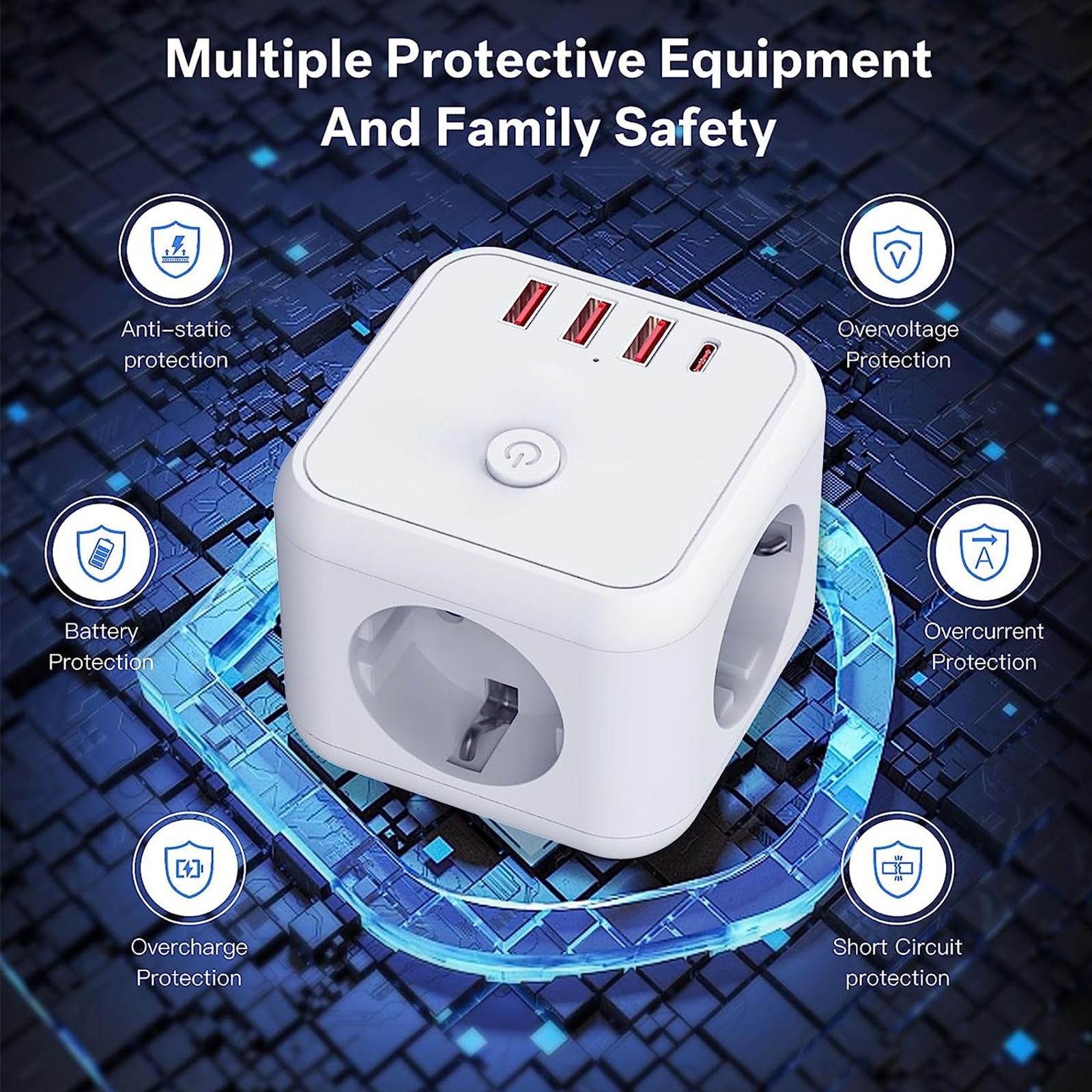 Adaptor priza 7 in 1, Hggzeg, Multi stecher cube 7 in 1, Prelungitor ...