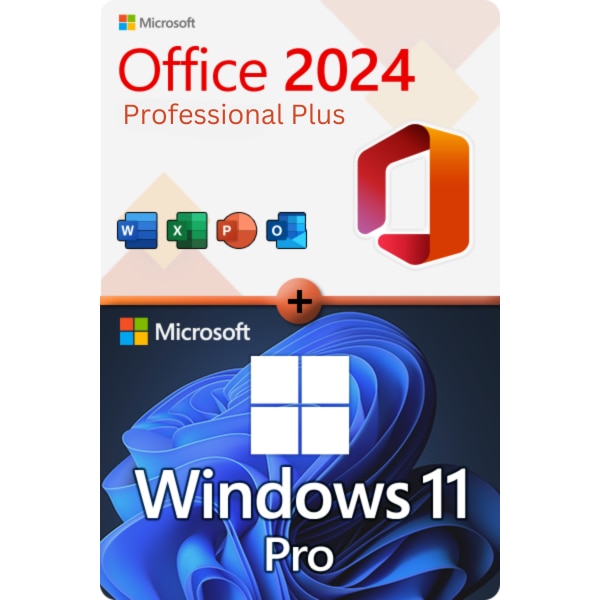 Licenta Microsoft Windows 11 Pro USB si Licenta Office 2024 Professional Plus Medialess ...
