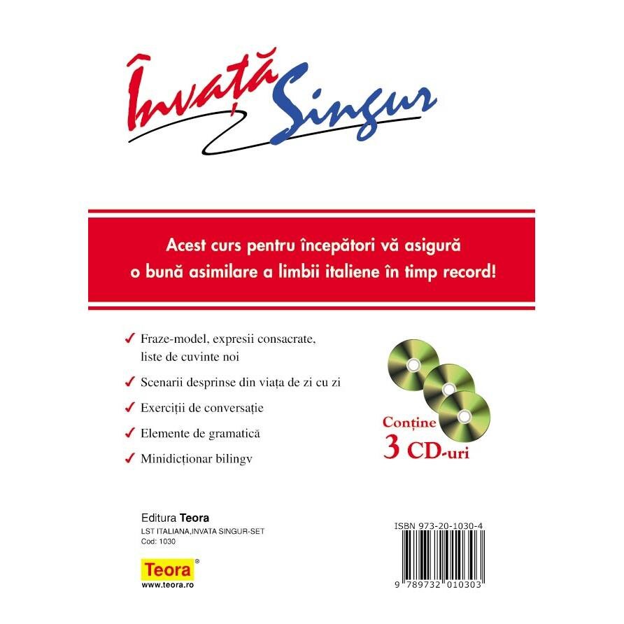 Invata singur limba italiana - Milena Reynolds - Contine 3 CD-Uri - eMAG.ro