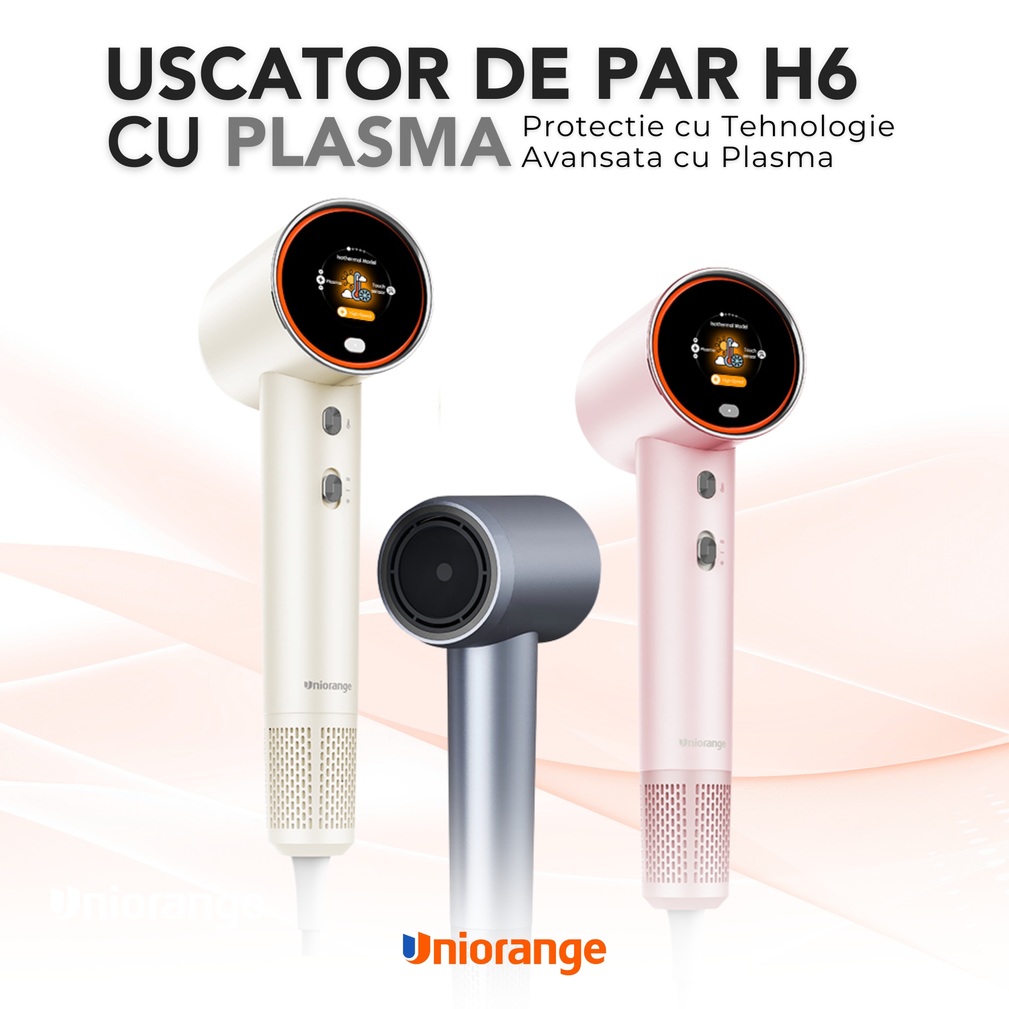 Uscator de Par Profesional Uniorange® H6, Ecran LCD, Anti-Electrizare ...