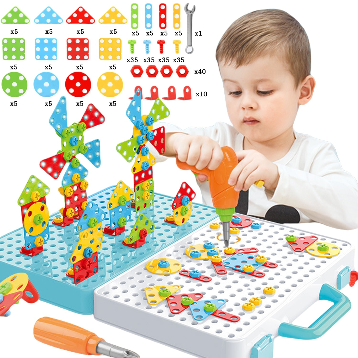 Jucarie educativa si interactiva STEM, Puepoul, 276 Piese, 3D/2D, Set ...