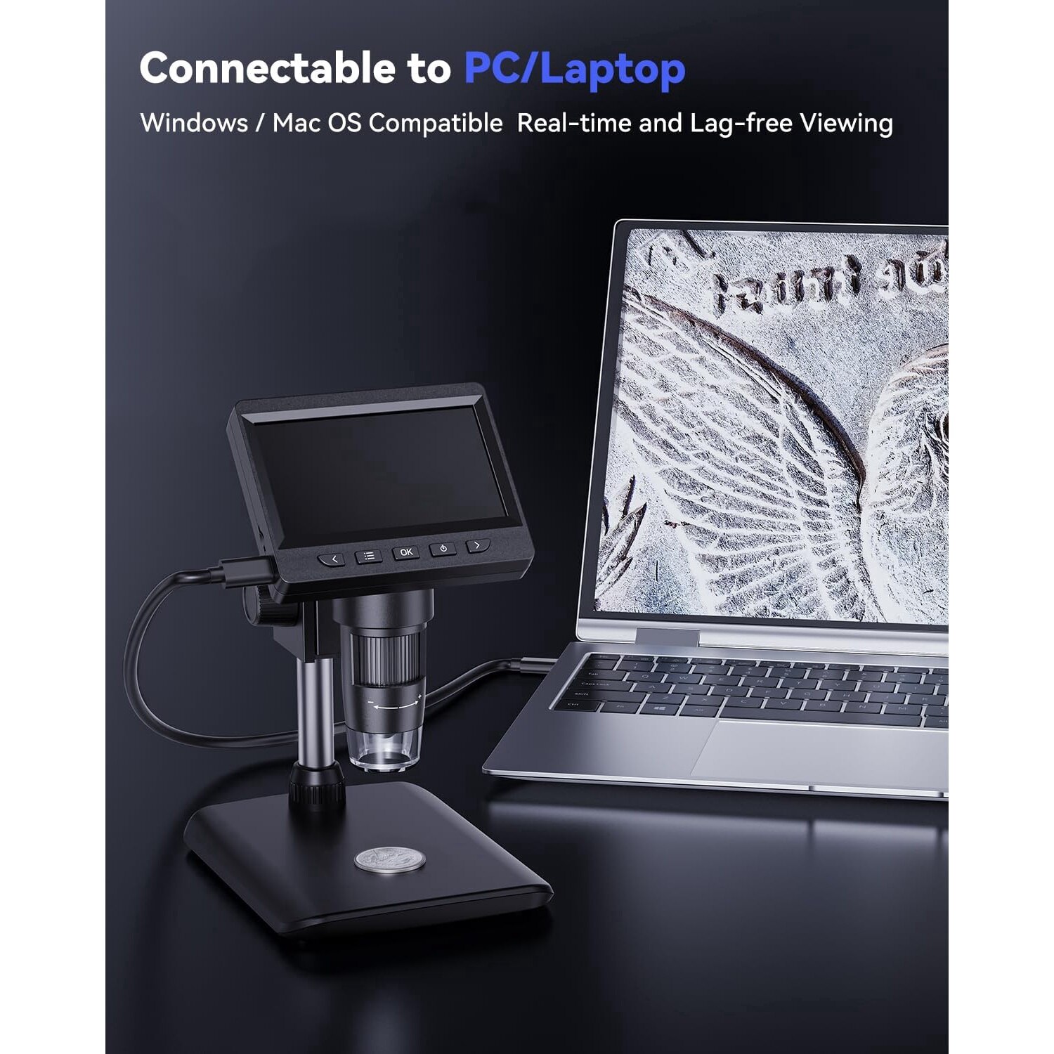 Microscop digital cu ecran LCD 4.3" color, Puepoul, magnificare: 1000x ...