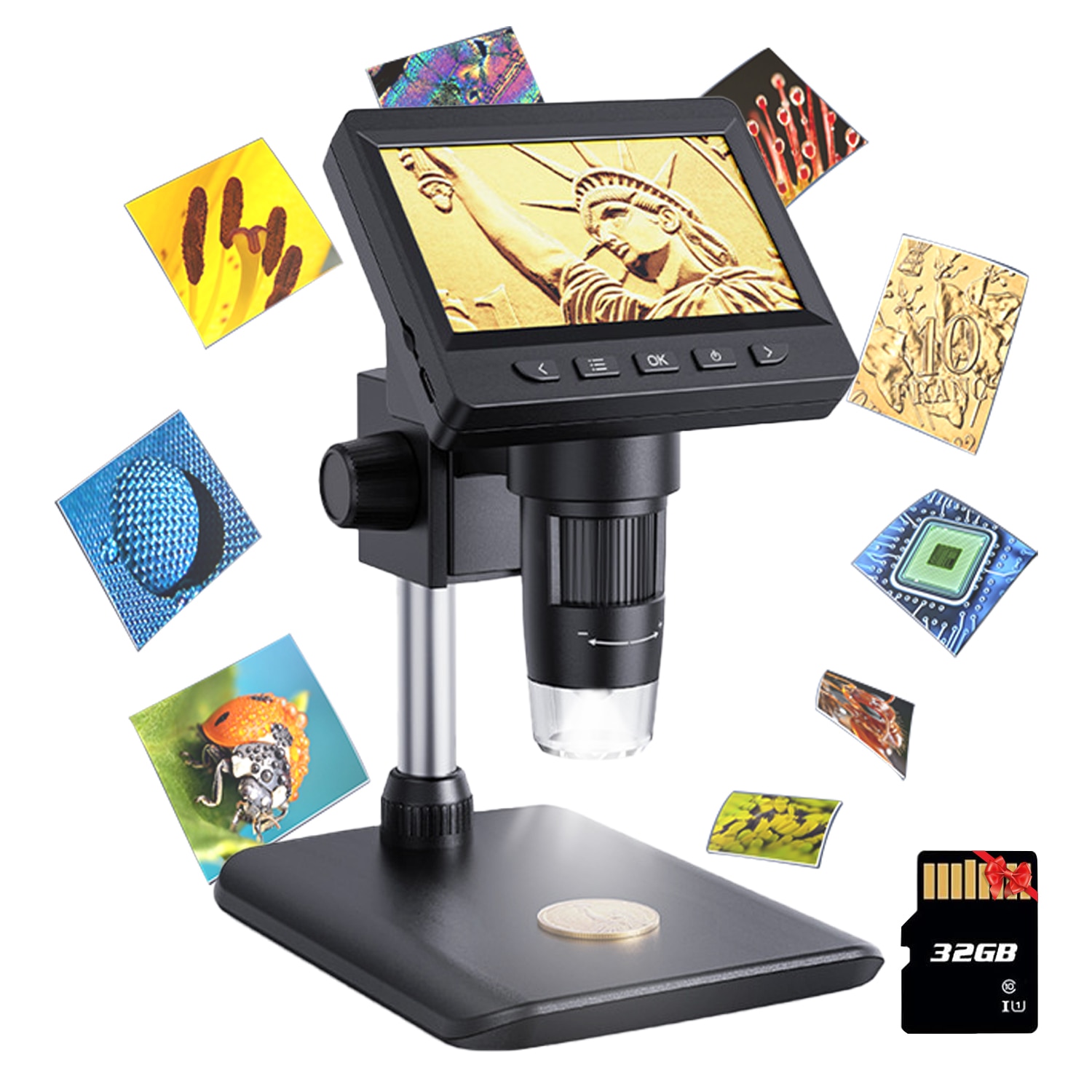 Microscop digital cu ecran LCD 4.3" color, Puepoul, magnificare: 1000x ...