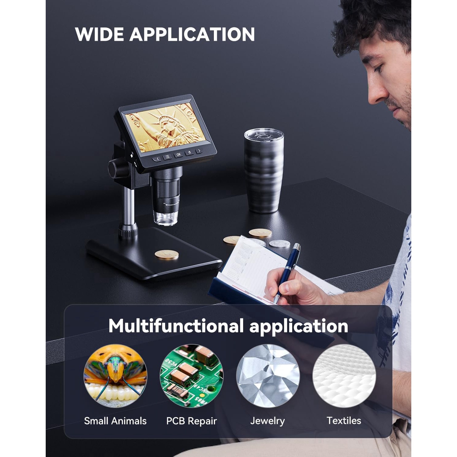 Microscop digital cu ecran LCD 4.3" color, Puepoul, magnificare: 1000x ...