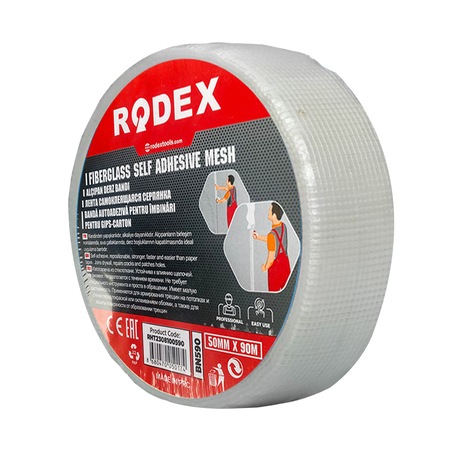 Banda imbinare Rigips, fibra sticla, autoadeziva, Rodex, 50mm x 45mt ...