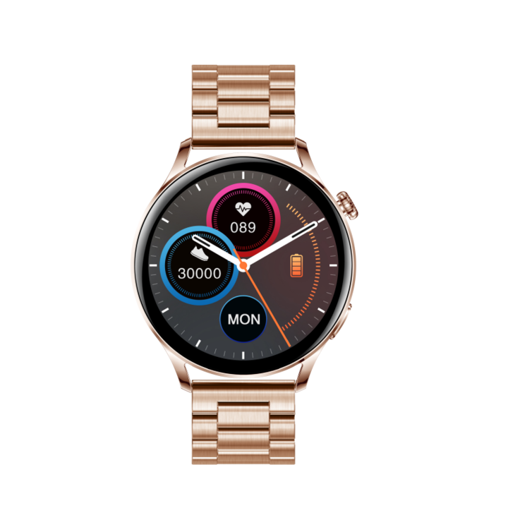 Smartwatch LinisTech® Gold, Display IPS 1.32 inch, Apeluri cu Difuzor ...