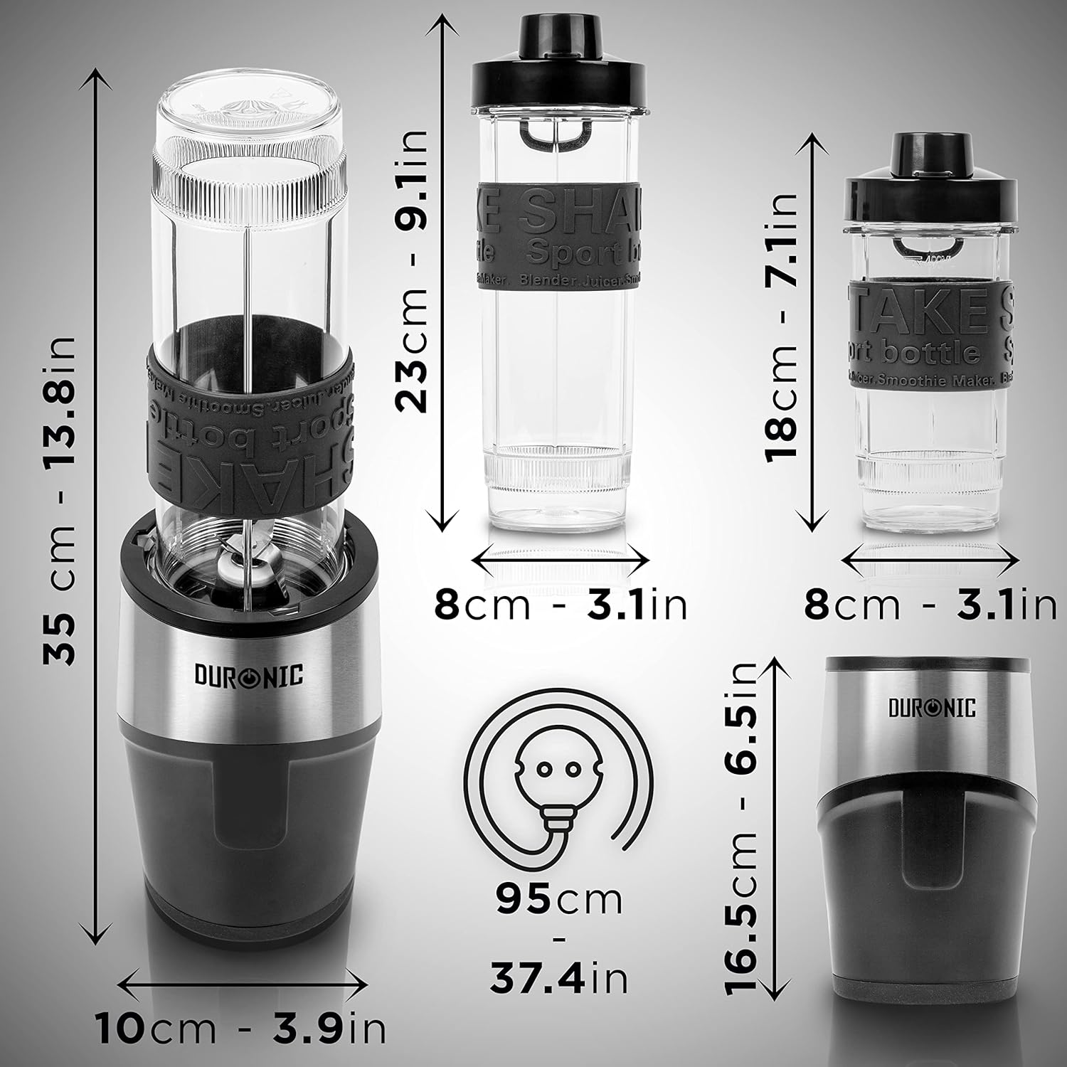 Blender Duronic BL520, Mini aparat de smoothie, 500 W, mixer cu sticla ...