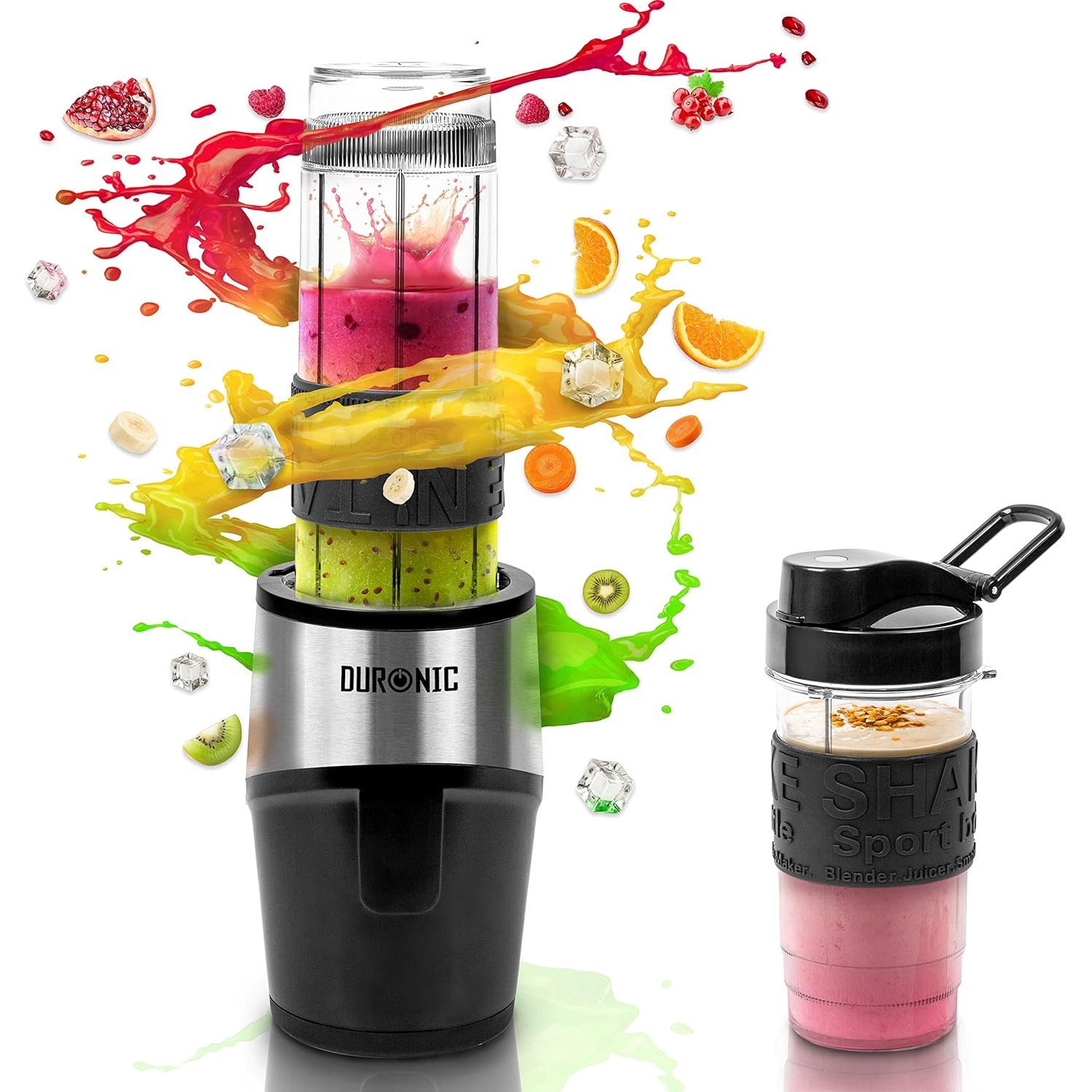 Blender Duronic BL520, Mini aparat de smoothie, 500 W, mixer cu sticla ...