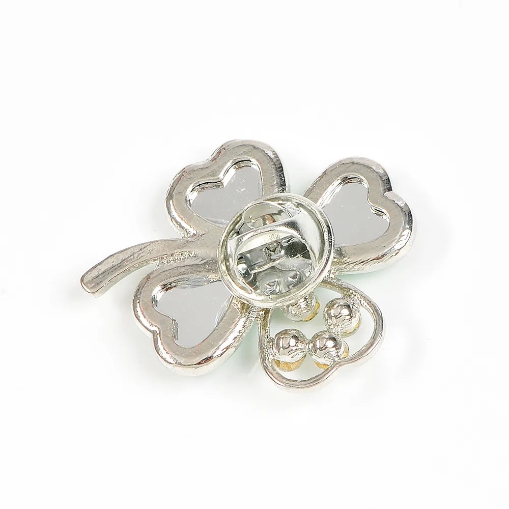 Brosa martisor trifoi argintiu cu pietre verzi, Meli Melo Paris - eMAG.ro