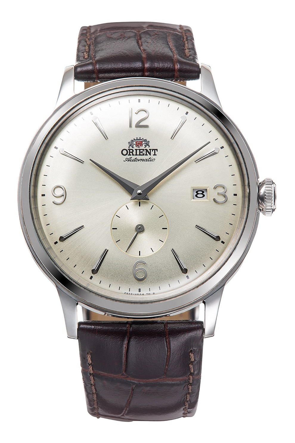 ORIENT, Ceas mecanic cu curea din piele Classic Bambino, Maro inchis ...
