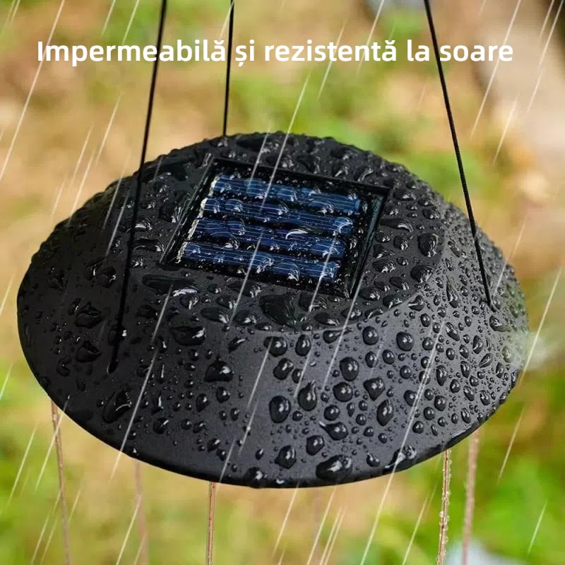 Lampa solara decorativa, chime cu soare si luna, 4.72x4.72x23.6 inch ...