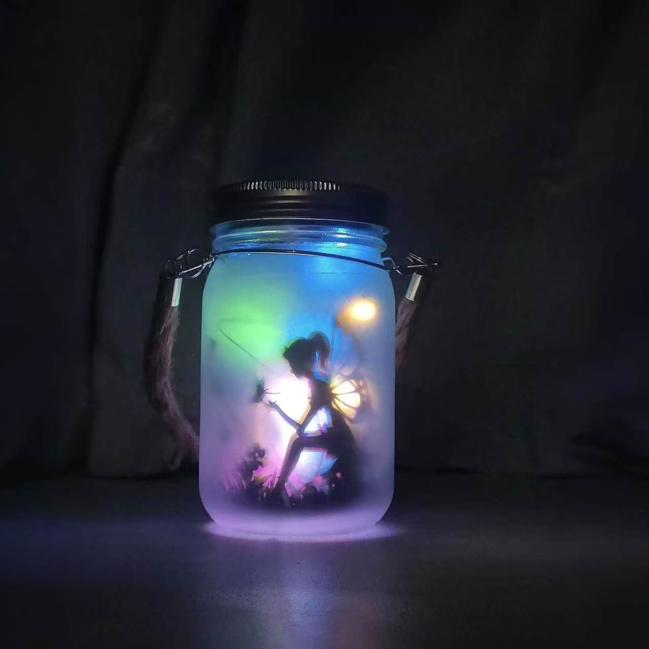 Lampa solara, lumini de jar, decorare gradina, sticla mata, incarcare ...