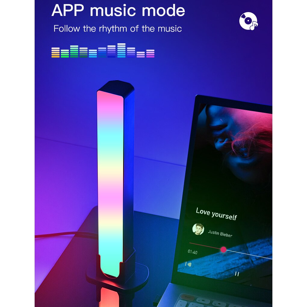 Bare luminoase cu leduri RGB, Set 2, conexiune bluetooth, lumina ...