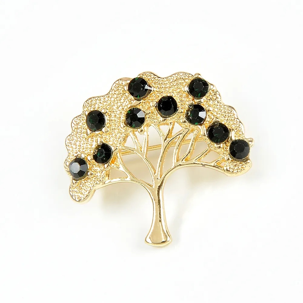 Brosa martisor Copacul Vietii auriu cu pietre, Meli Melo Paris - eMAG.ro