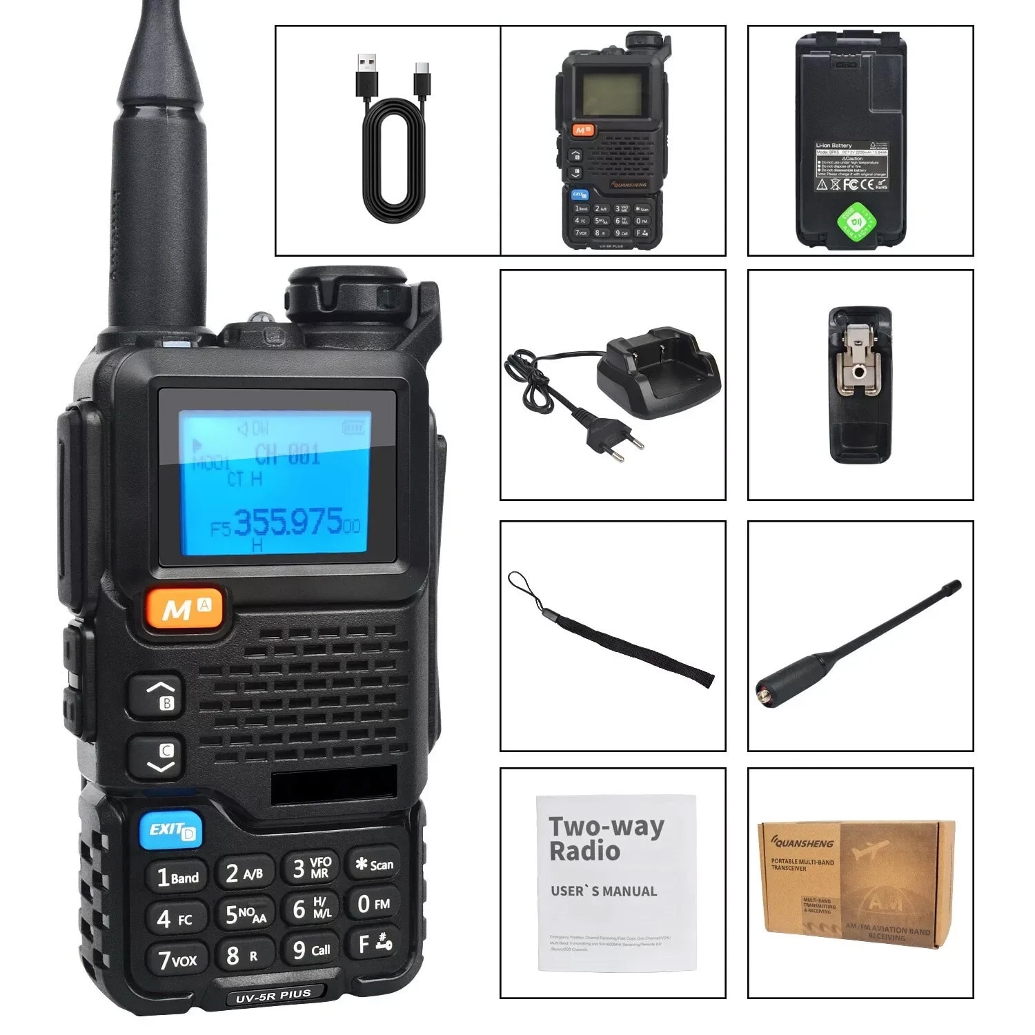 Set Statie Radio Portabila weirsuky®, UV-5R Plus, Walkie Talkie, VHF ...