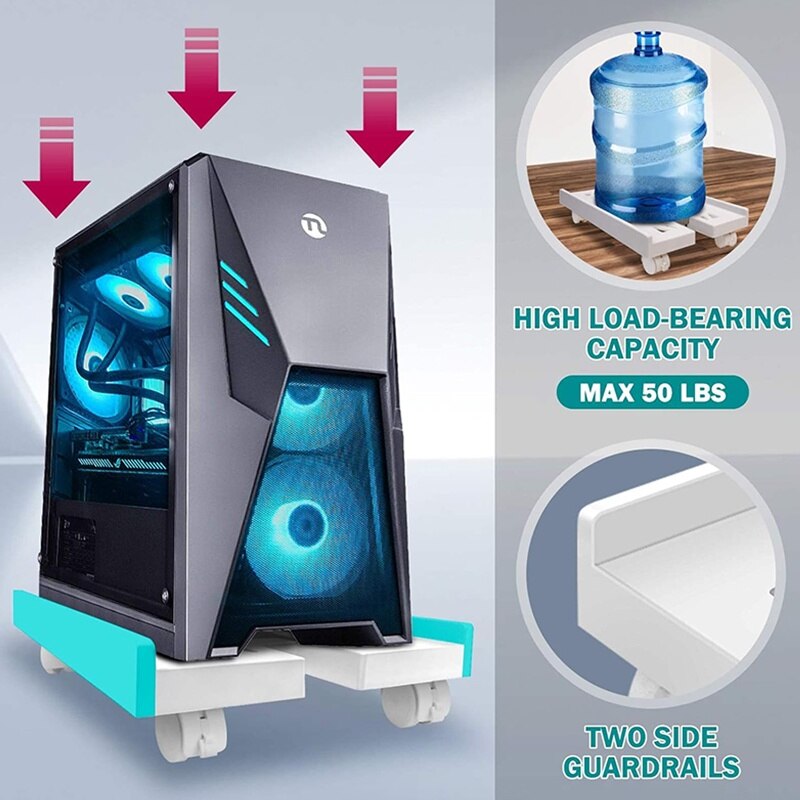 Suport mobil pentru unitate PC, Rqiurpn, Ajustabil 20-40 cm, cu roti ...