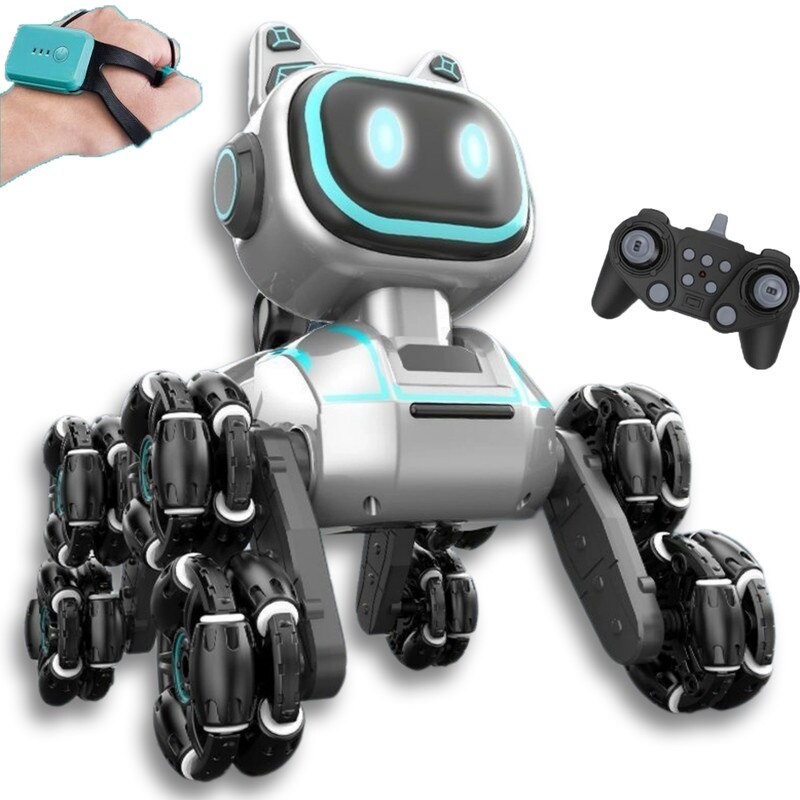 Robot caine cu telecomanda, 2.4Ghz, control prin gesturi, muzica si ...