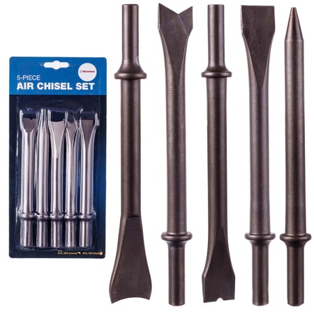 Set de dalti pentru ciocan pneumatic, 5 piese, montura rotunda lunga ...