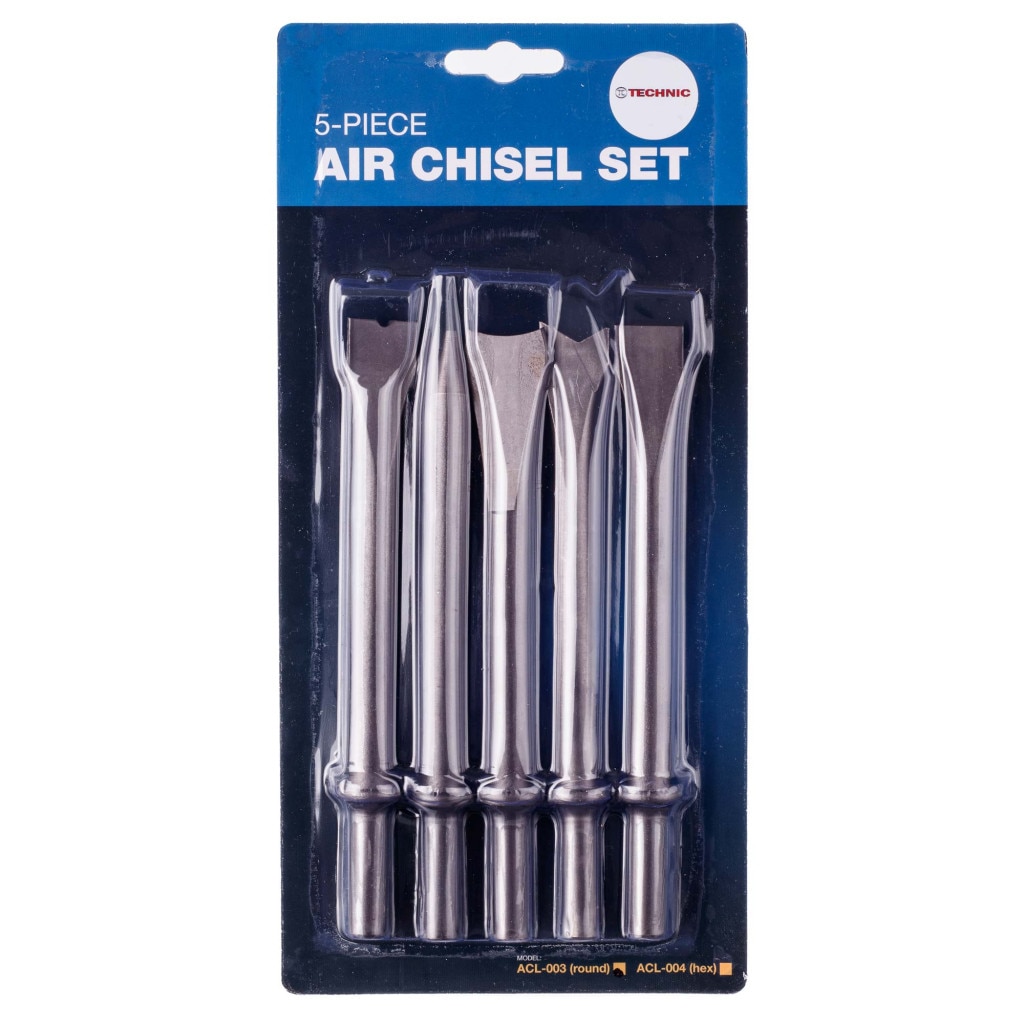 Set de dalti pentru ciocan pneumatic, 5 piese, montura rotunda lunga ...