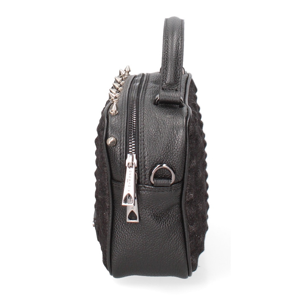 John Richmond, Geanta crossbody din piele cu aplicatii cu tinte, Negru ...