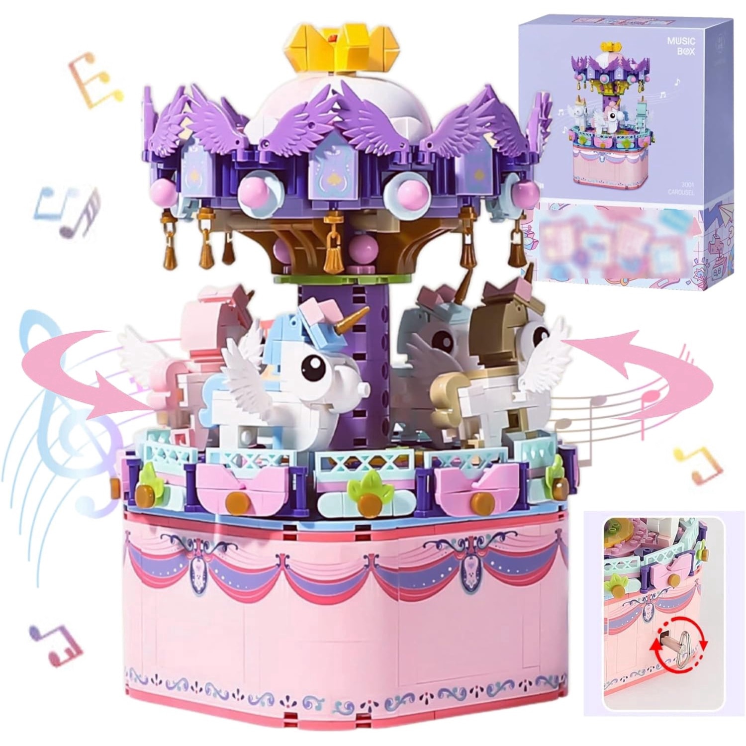Jucarie de constructie tip cutie muzicala, Puepoul, 874 piese, Set de ...