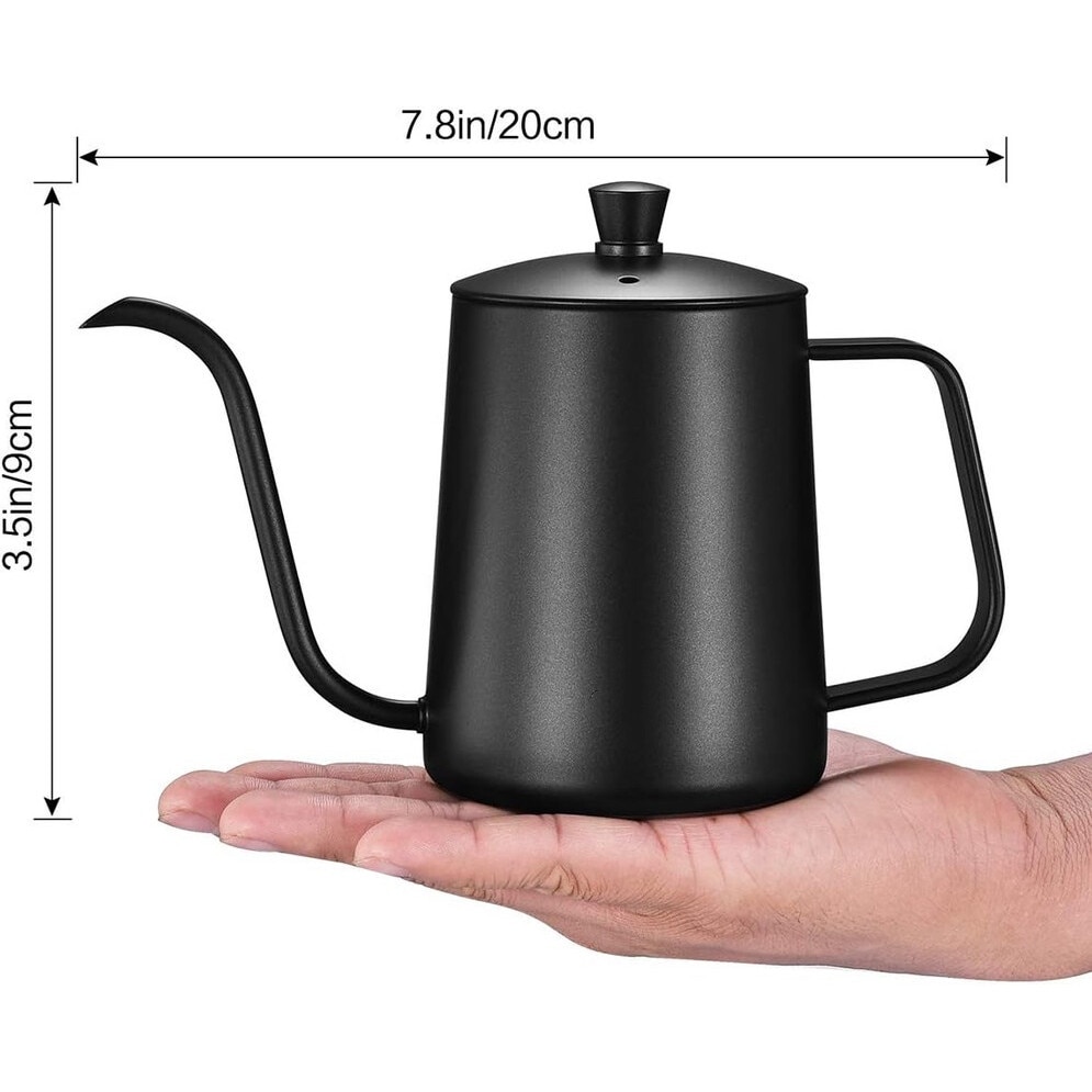 Caldare pentru cafea cu gat lung, 600ml, inox 304, neagra, pentru ...