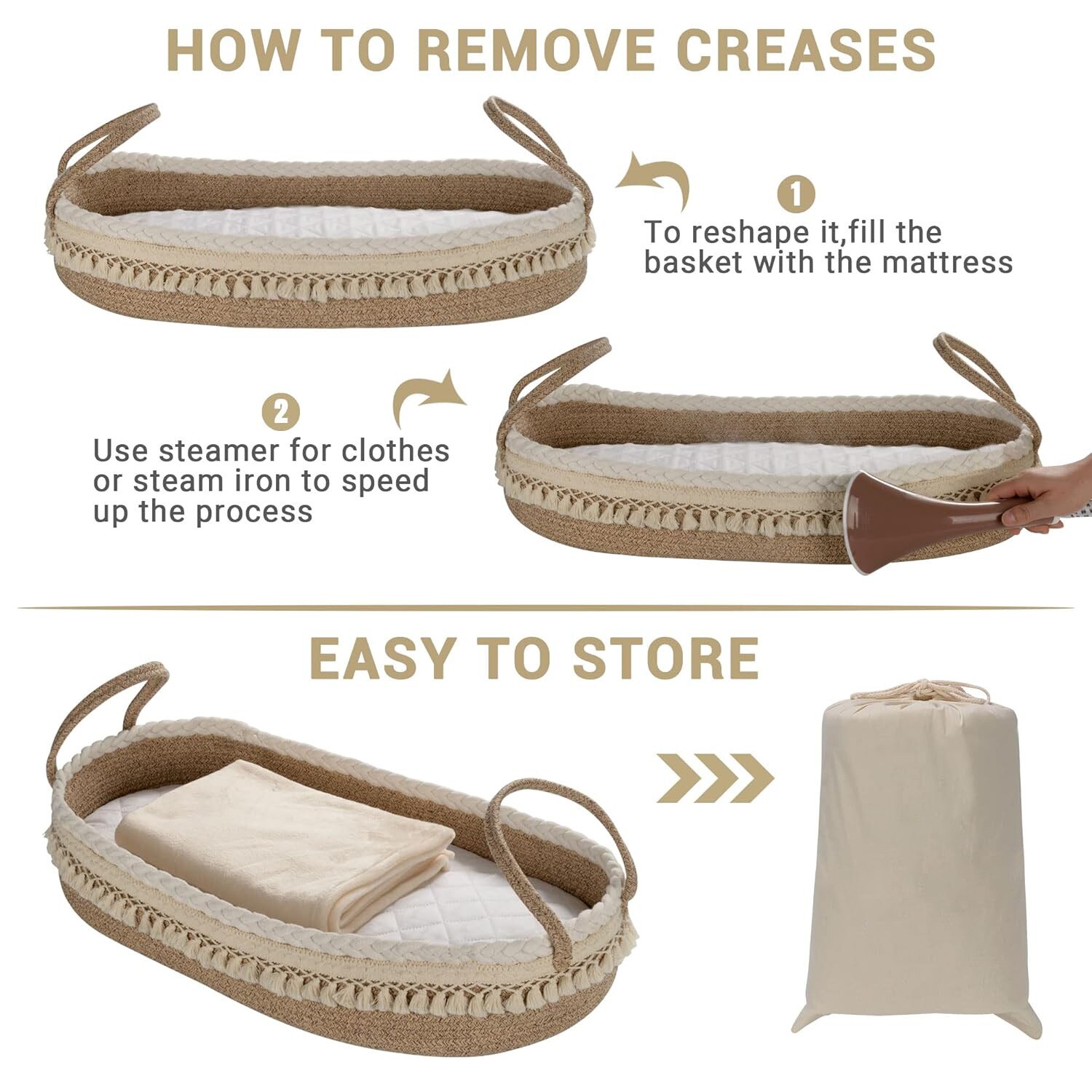 Cos de infasat pentru bebelusi, Puepoul, cu perna moale si perna ...