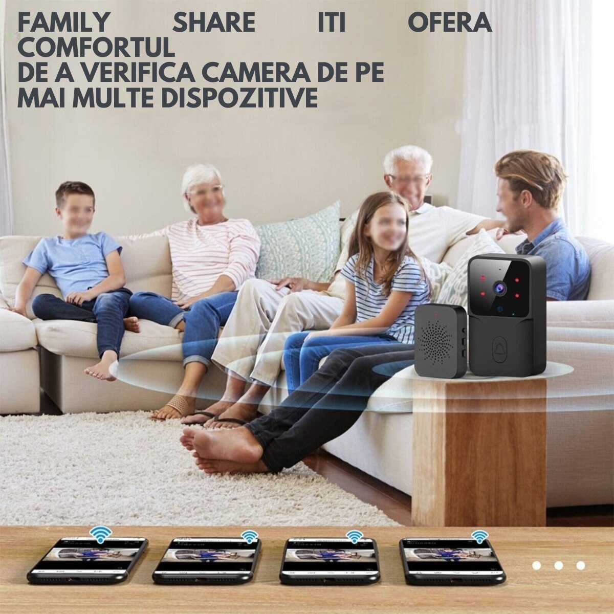 Sonerie Wireless cu Video, Interfon Smart fara fir VisionHub®, Camera ...