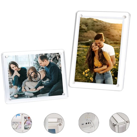 Digitális képkeret, Puepoul, 5 hüvelykes, 8 GB, USB-nyílás, microSD ...