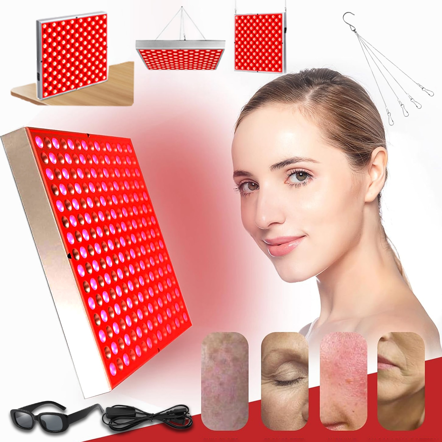 Panou Terapie cu Lumina Rosie LED, Puepoul, 225 margele de lampa, 45W ...