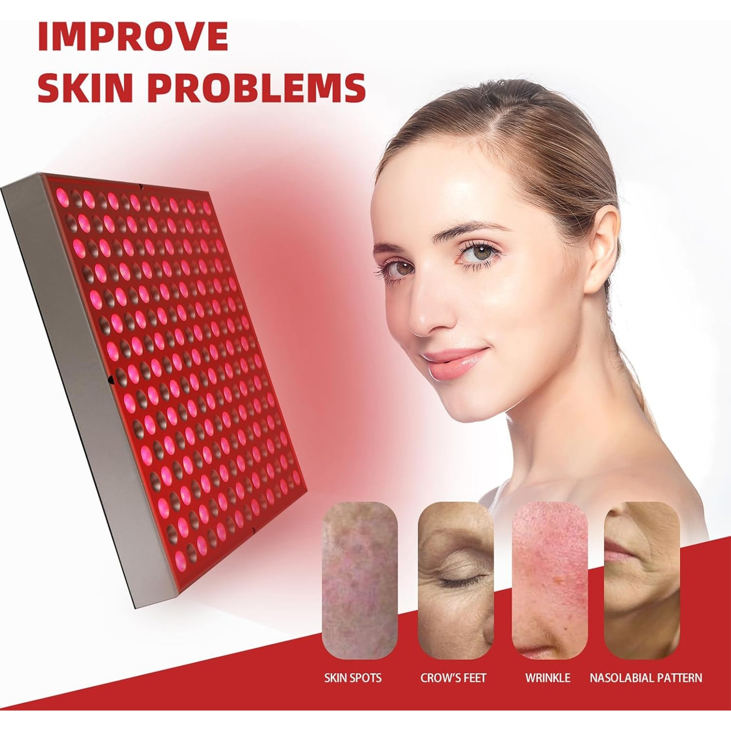 Panou Terapie cu Lumina Rosie LED, Puepoul, 225 margele de lampa, 45W ...