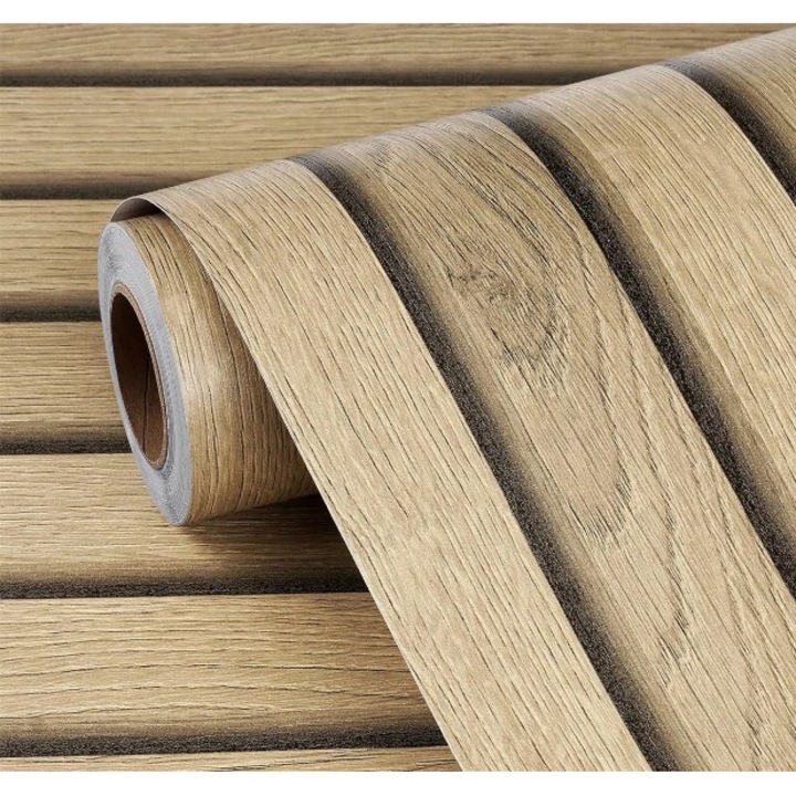 Tapet 3D autoadeziv tip lemn, rezistent la apa, material PVC, umiditate ...