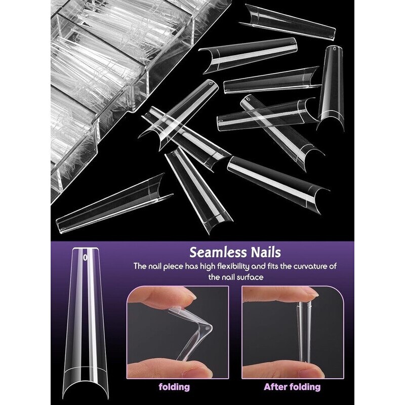 Tips unghii false lungi, Kalolary, 550PCS, 9 dimensiuni, cutie ...
