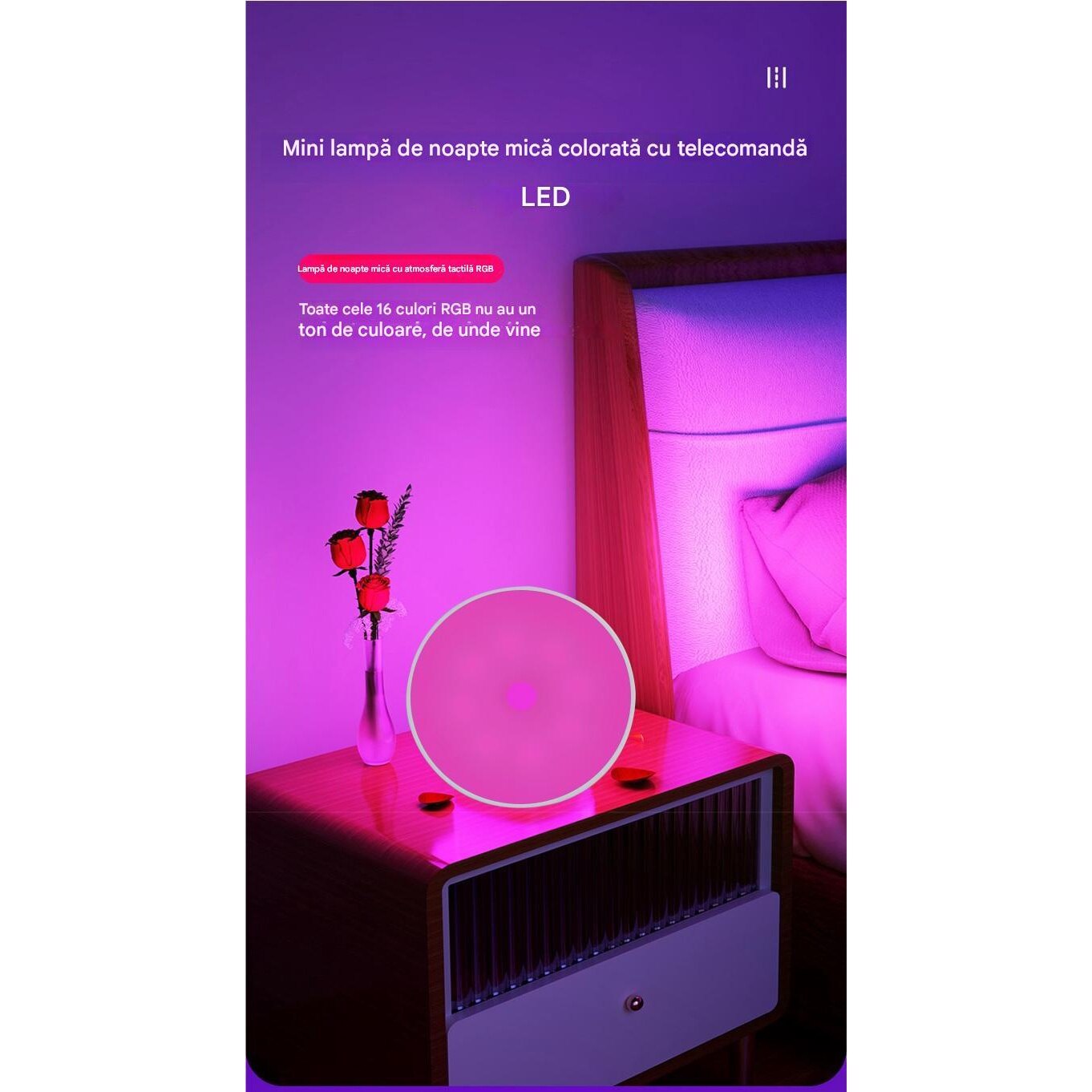 Set 6 Lampi LED RGB Cu senzor de miscare ANDROTEK®, Lumina pentru ...