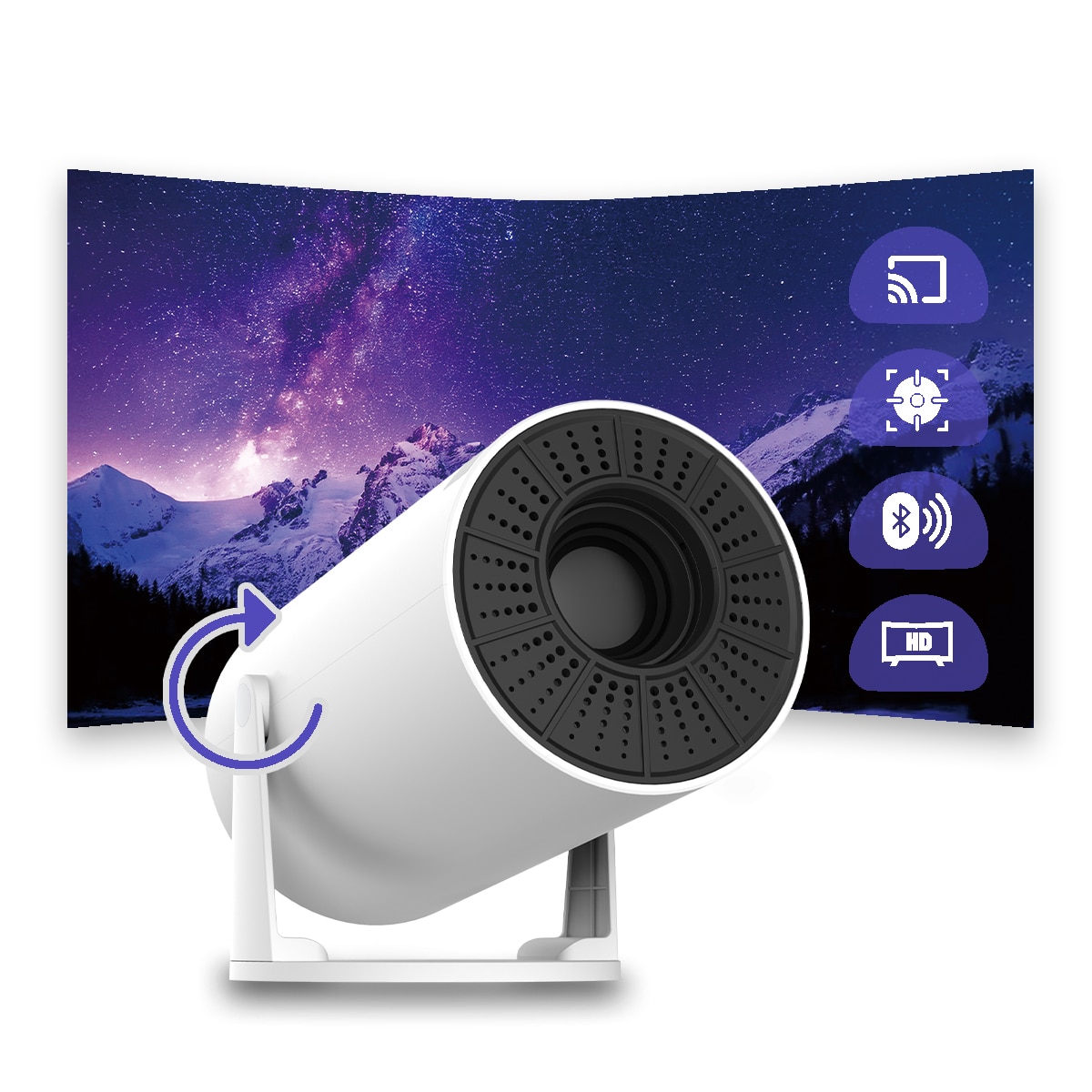 Videoproiector Smart LED Portabil Kiano Relax, Android 11, 140 ANSI, Wi ...