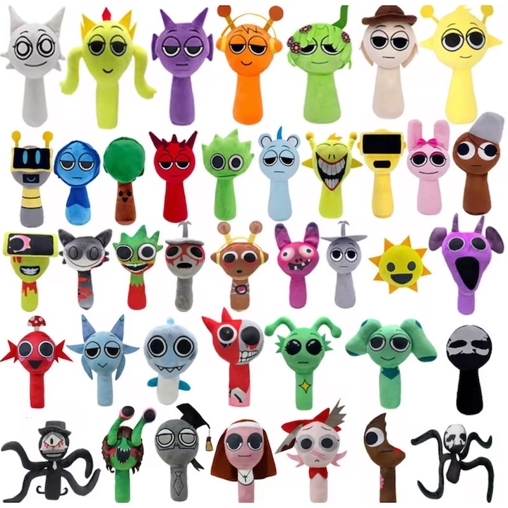 Set 5 jucarii de plus mistery box, Sprunki, 20 cm, BimBimBo - eMAG.ro