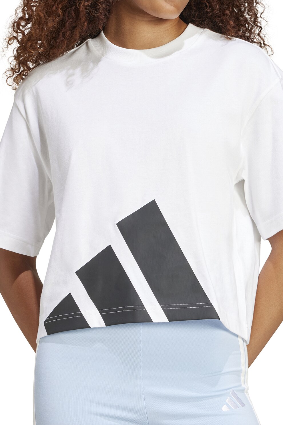 adidas Sportswear, Tricou crop cu croiala lejera Essential, Alb, L ...