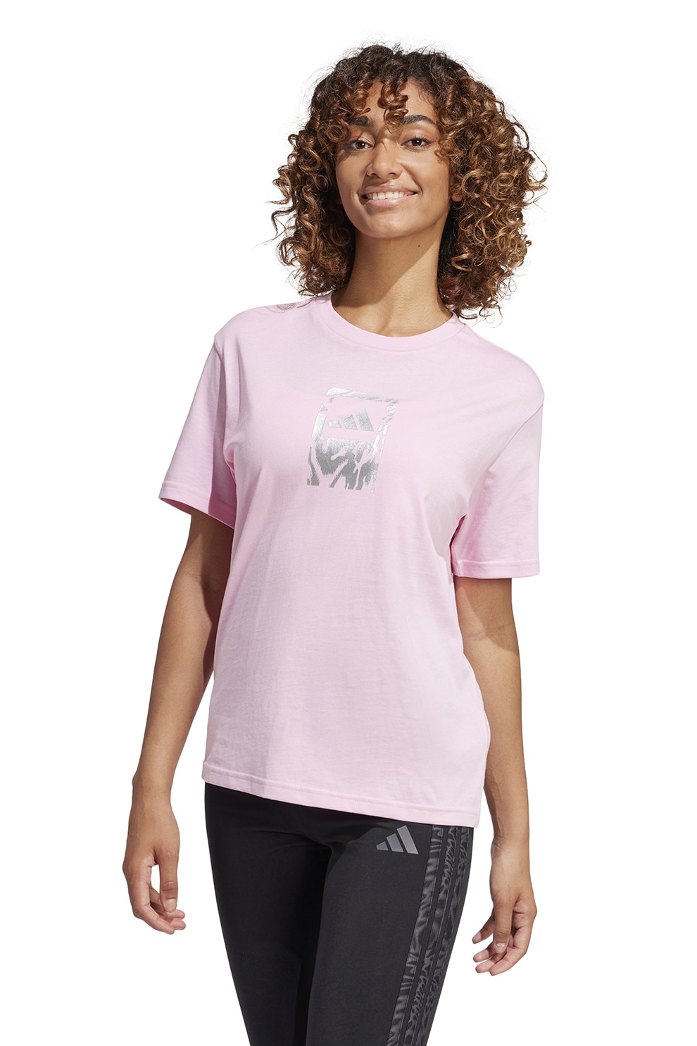 adidas Sportswear, Tricou cu decolteu la baza gatului si imprimeu logo ...