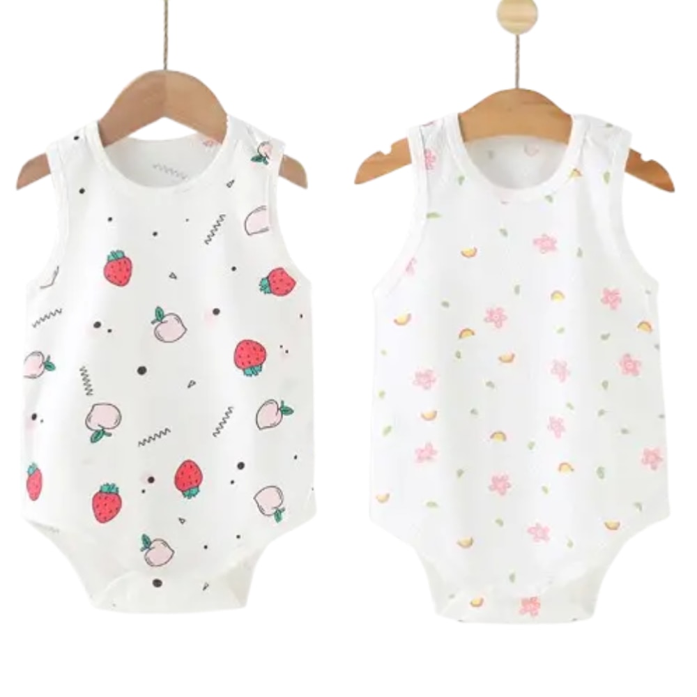Set 2 body copii Wisolt, bumbac, imprimeu capsuni si flori, 90cm - eMAG.ro