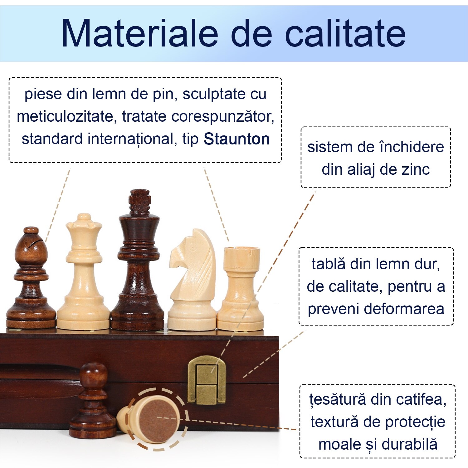 Set Joc Sah Premium ARVYS®, Efect Magnet, Captuseala Rosie Catifelata ...