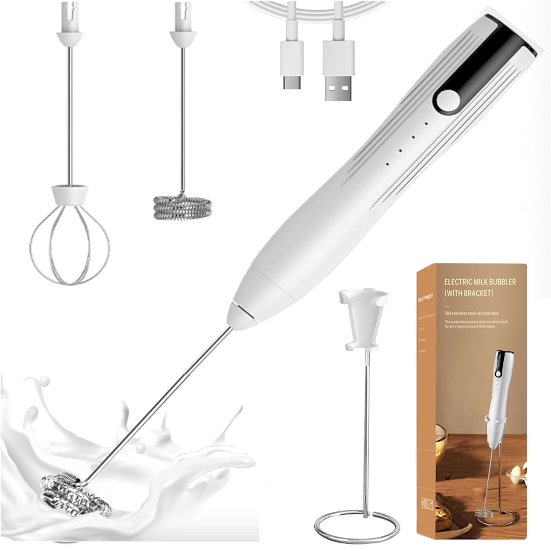 Mixer spumator de lapte 2 in 1, Yulinland, Electric, bauturi calde/reci ...