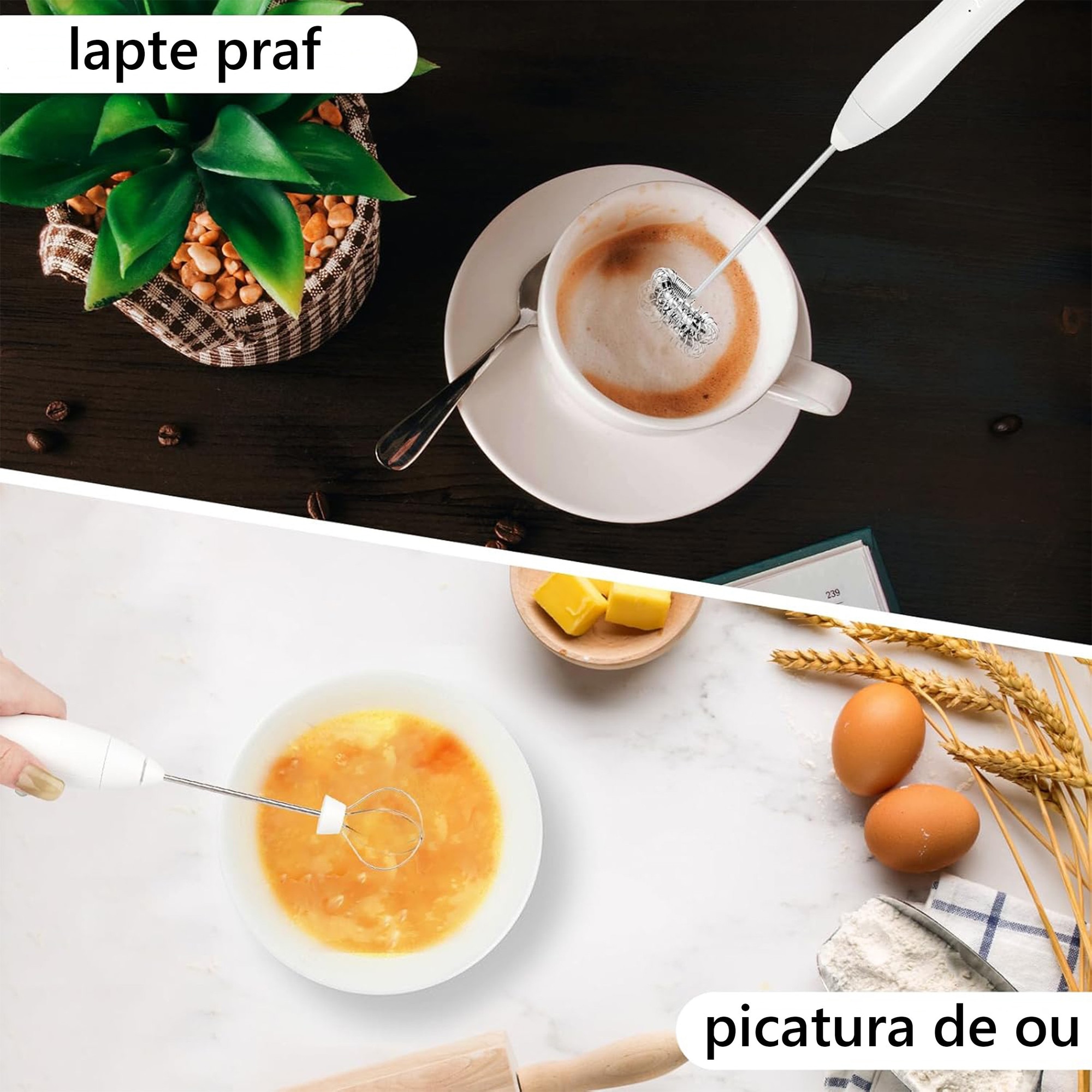 Mixer spumator de lapte 2 in 1, Yulinland, Electric, bauturi calde/reci ...